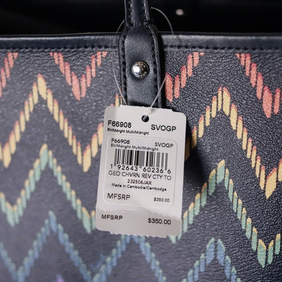 Coach | Bags | Coach F6698 Reversible City Tote With Geo Chevron | Poshmark